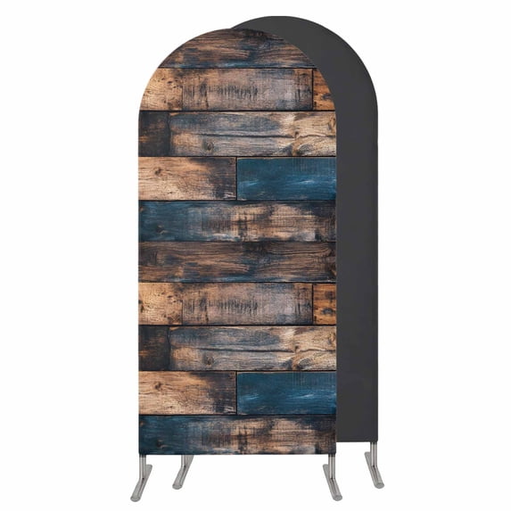 5FT Arch Backdrop Covers, Vintage Wooden Wedding Arch Cover Stretchy ...