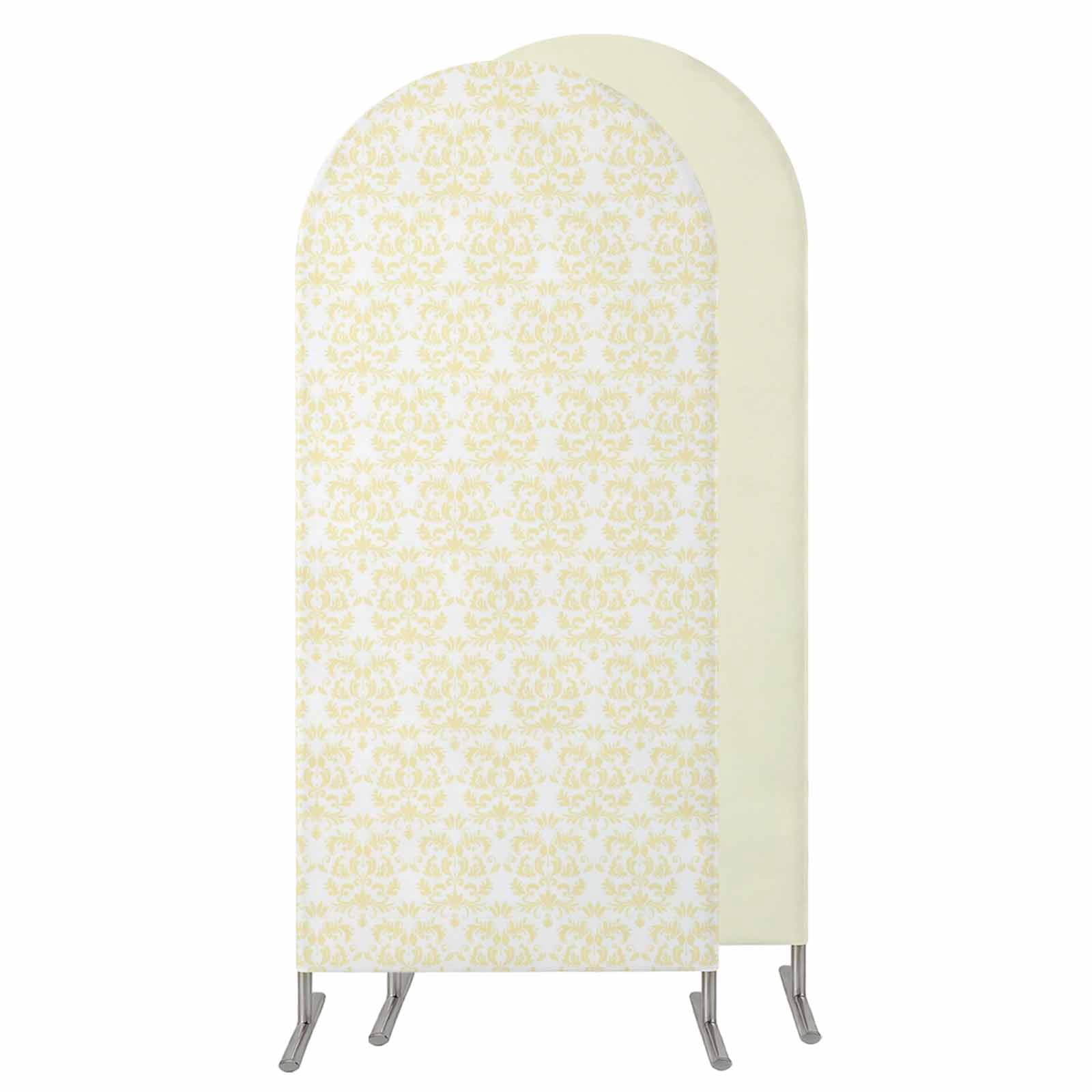 5FT Arch Backdrop Covers, Yellow Baroque Wedding Arch Cover Stretchy ...