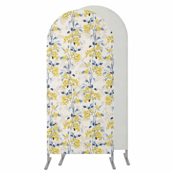 5FT Arch Backdrop Covers, Yellow Blue Spring Floral Wedding Arch Cover ...