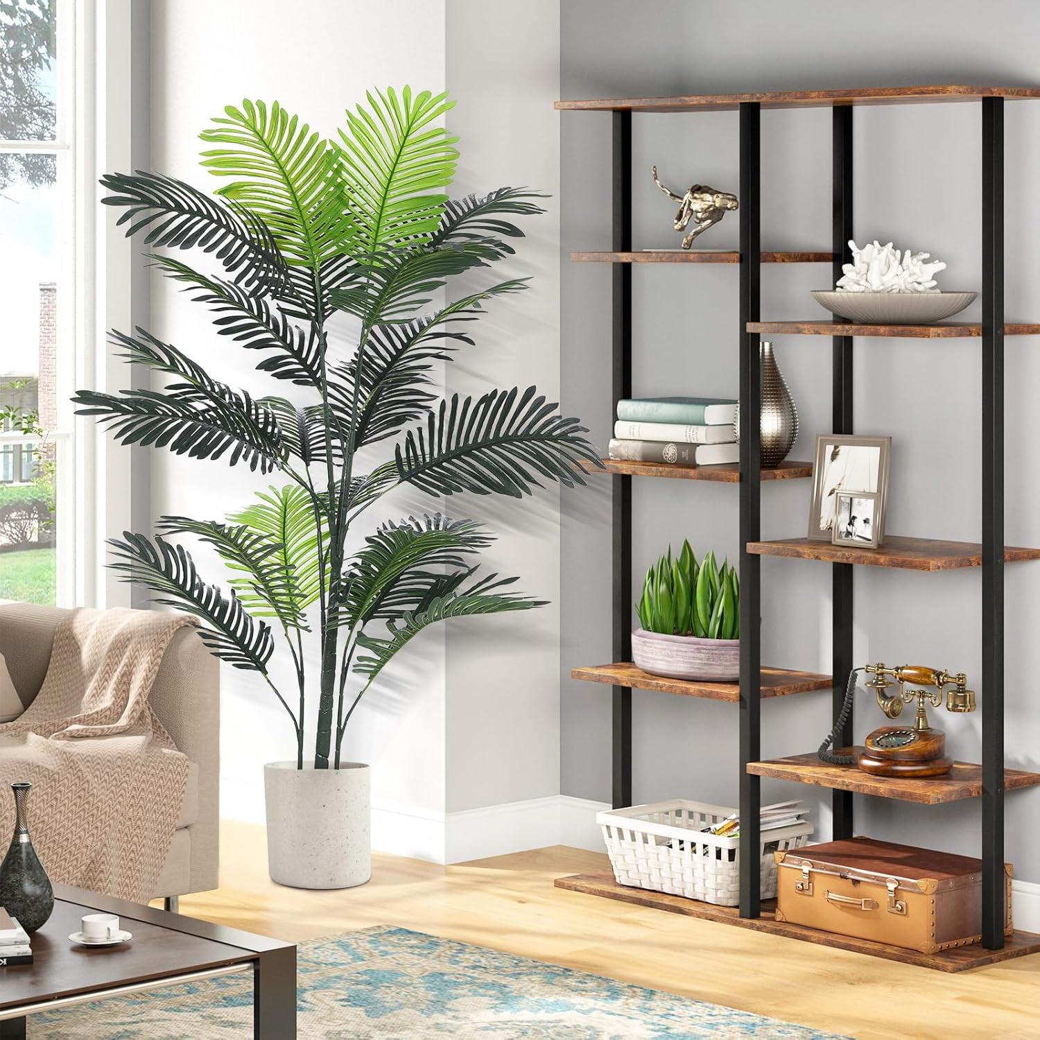 5FT Artificial Areca Palm Tree,Indoor Plant Tall Fake Tropical Paradise ...
