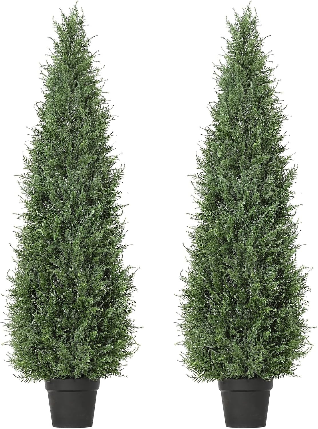 5FT Artificial Cedar Topiary Trees, 2 Pack UV Resistant Faux Outdoor ...
