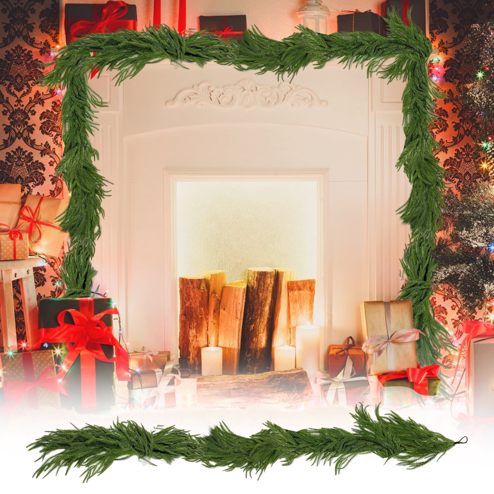 5FT Artificial Cedar Wreath Garlands, Real Touch Winter Pine Garland ...