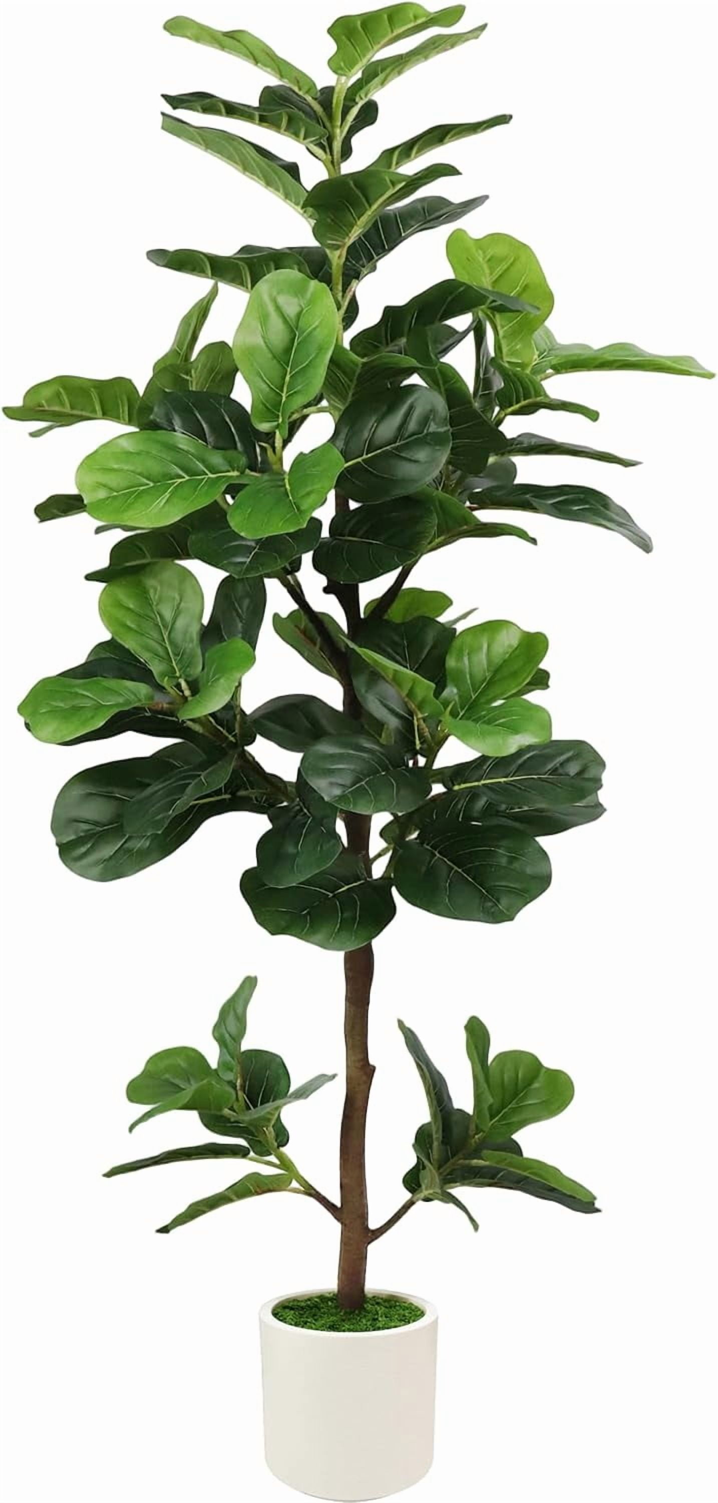 5FT Artificial Fiddle Leaf Fig Tree with White Planter & Fake Moss ...