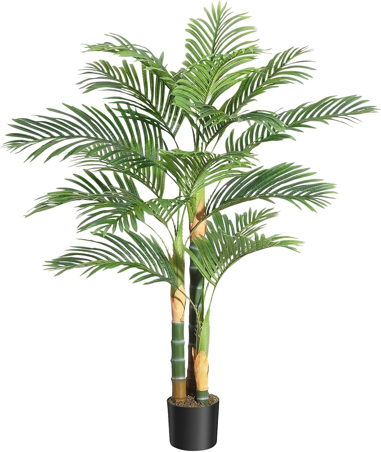 5FT Artificial Golden Cane Palm Tree | UV Resistant Faux Tropical Plant ...
