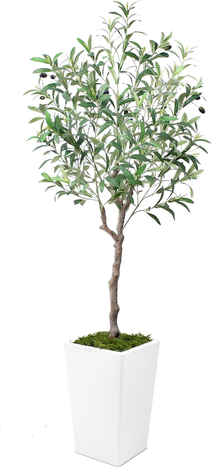 5FT Artificial Olive Tree Tall Faux Silk Olive Planet with Lifelike ...