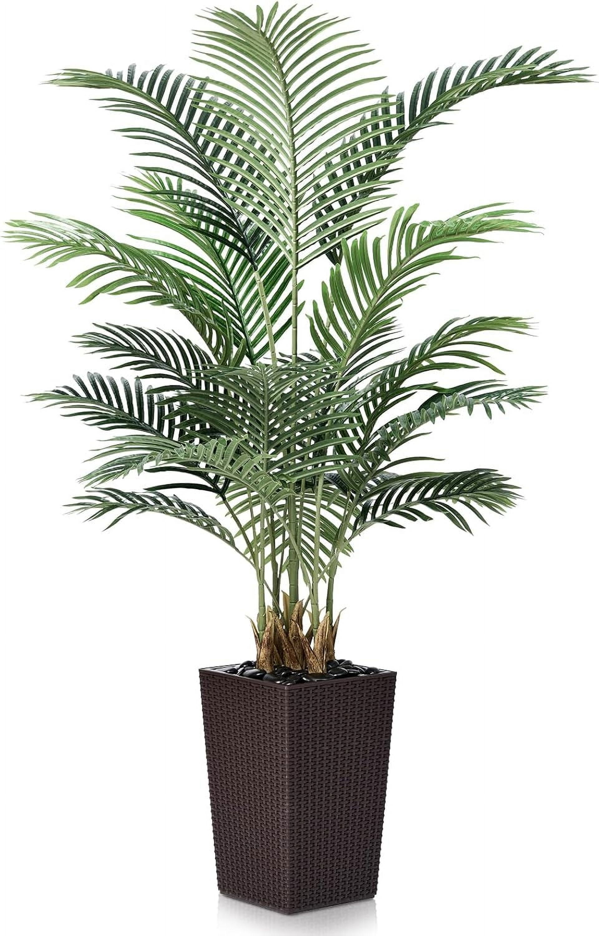 5FT Artificial Palm Tree - Tall Fake Tree with Brown Taper Planter ...
