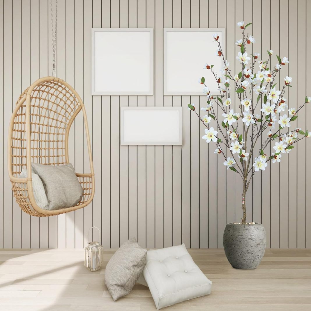 5FT Artificial Tree in White Planter Pot Faux Plants Indoor Faux Floor ...