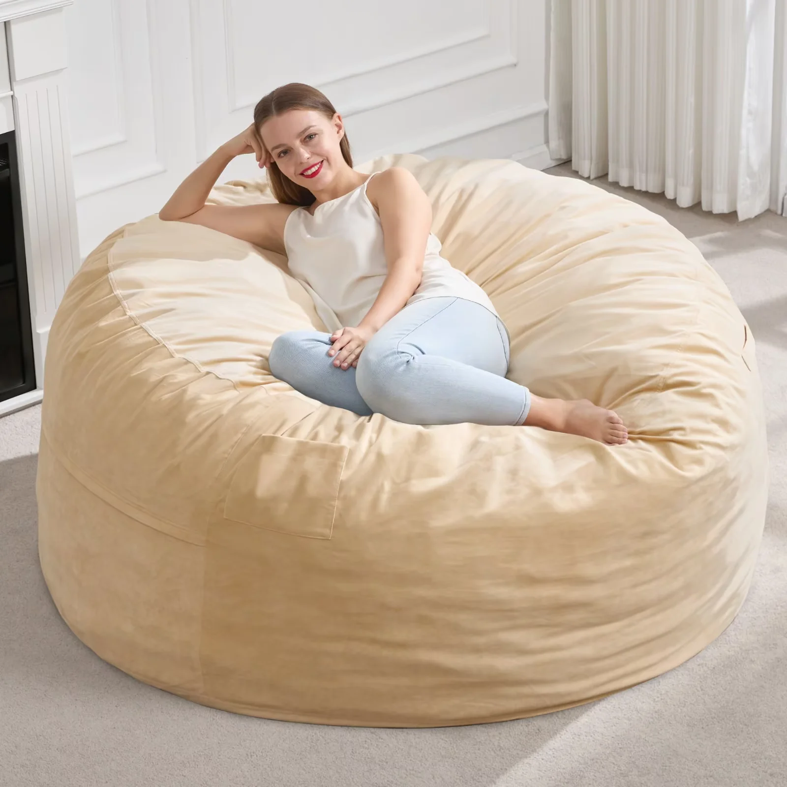 5FT Bean Bag Chair Bean Bag Chairs for Adults Giant Bean Chairs with ...