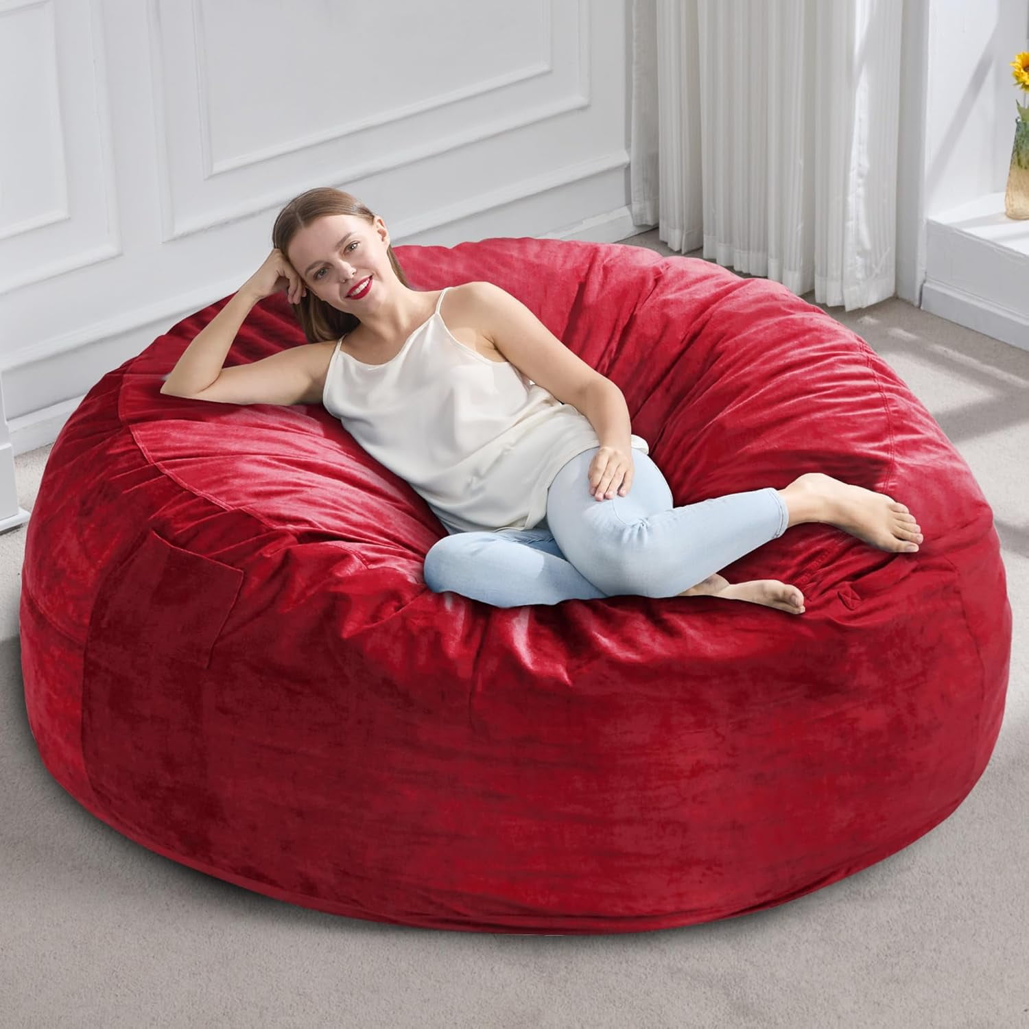 5FT Bean Bag Chair Giant Bean Bag Chairs for Adults Large Bean Chairs ...