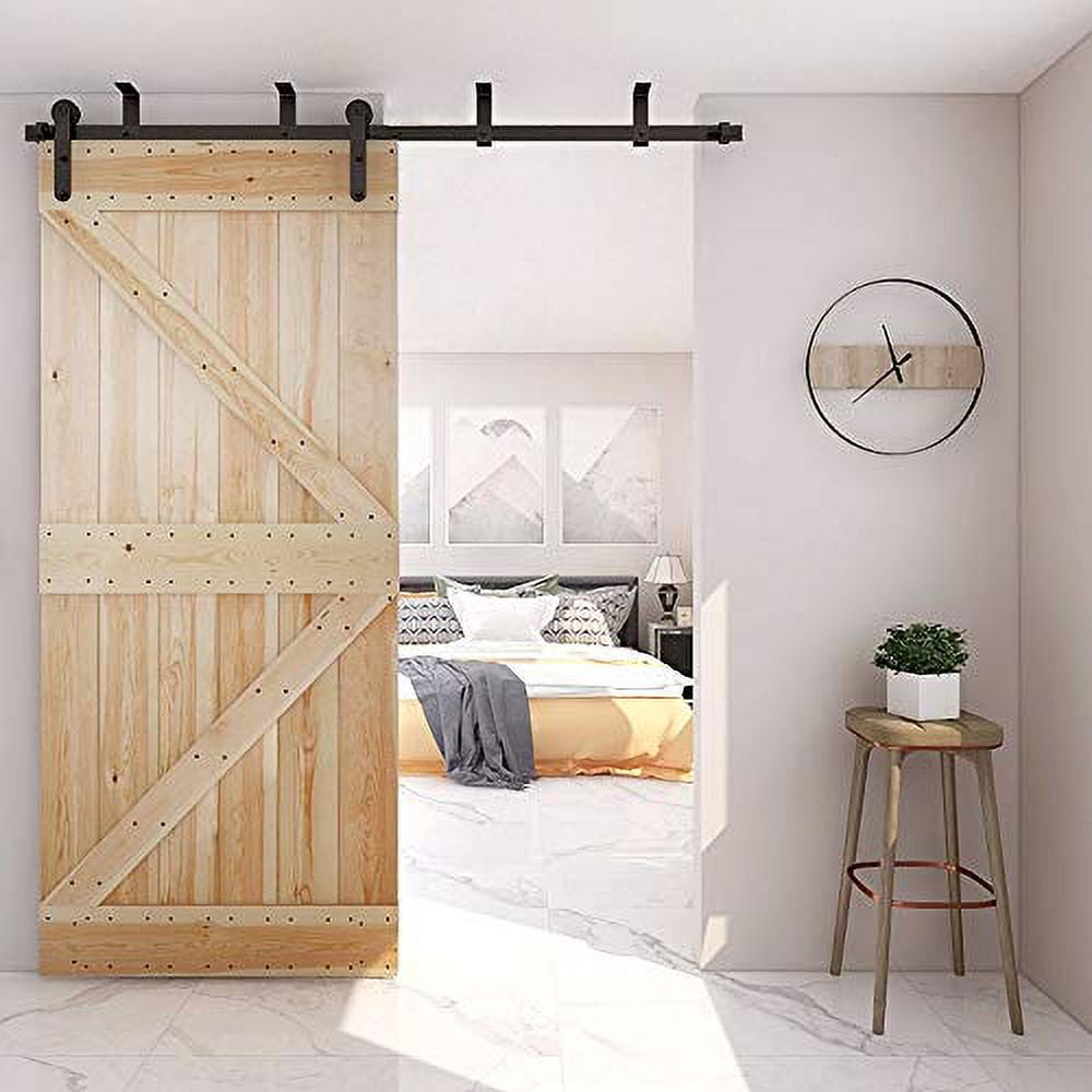 5FT Ceiling Mount Bracket Sliding Barn Door Hardware Kit Black,Strong ...