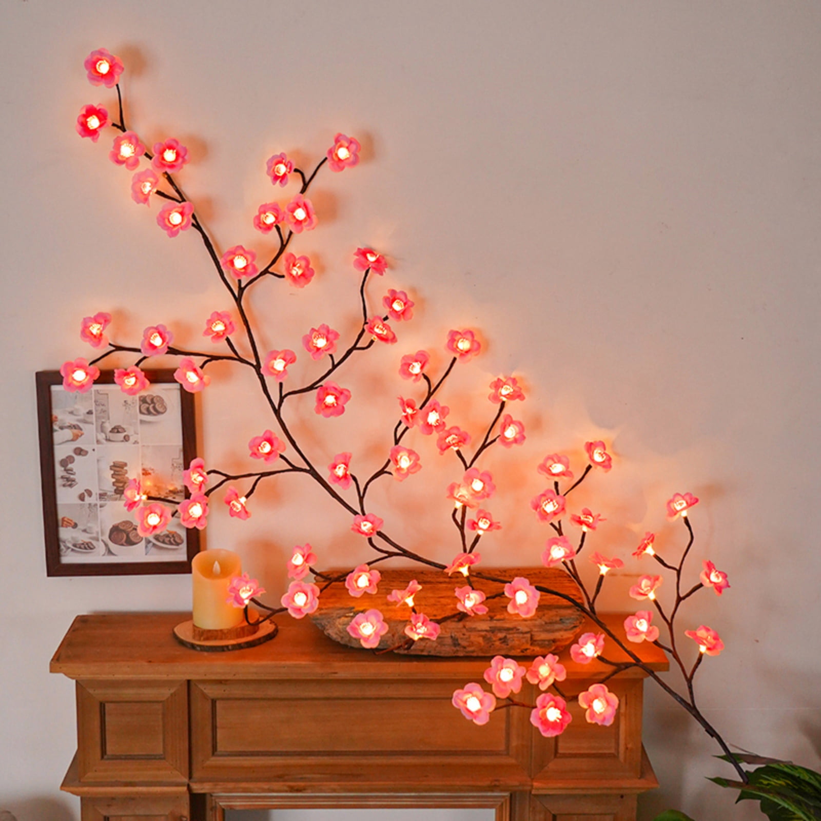 5FT Cherry LED Tree Branch Lights for Wall, Cherry Blossom Flowers ...