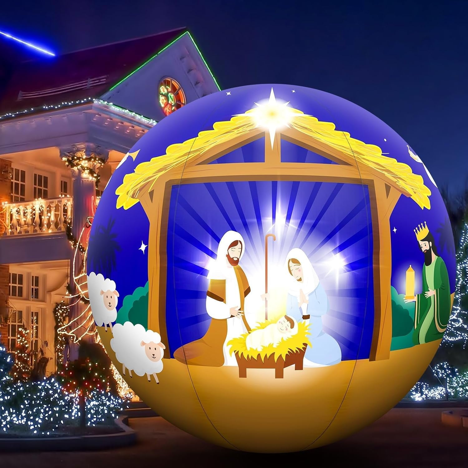 5FT Christmas Inflatable Ball Nativity Scene, Large Nativity Inflatable ...