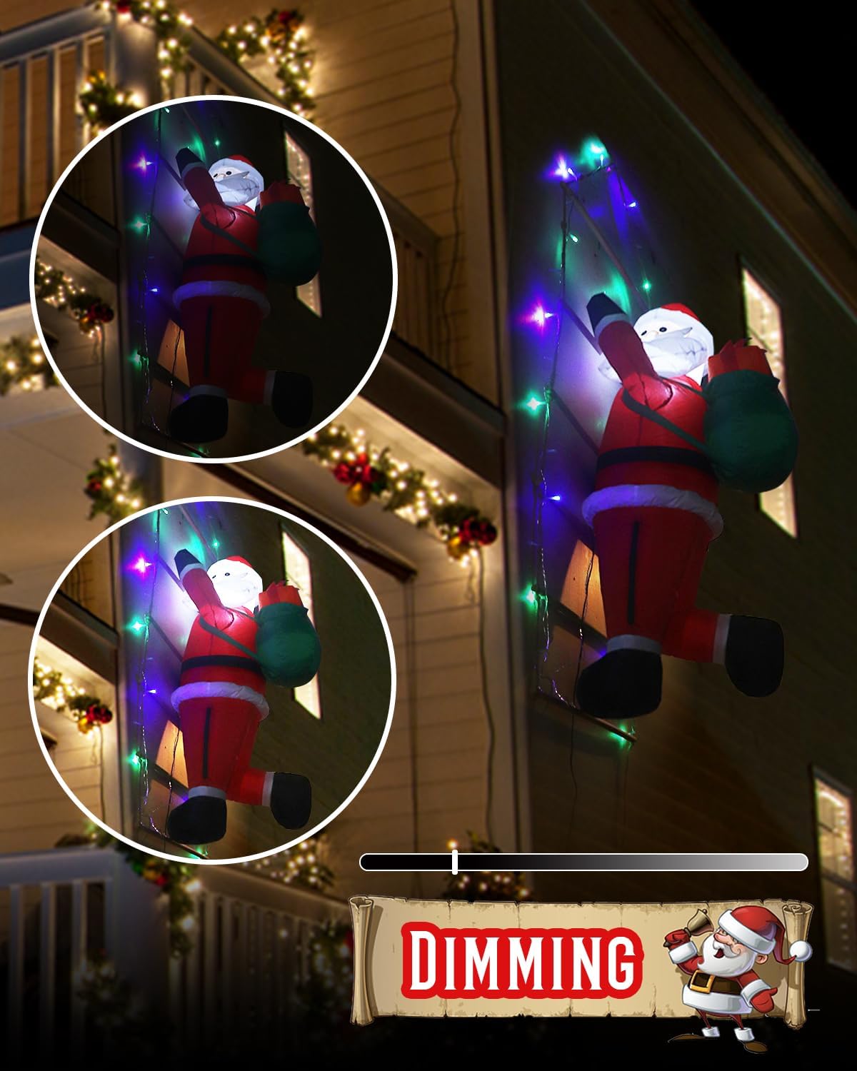 5FT Christmas Inflatable Santa Claus Has Built-in LED Light, Inflatable ...