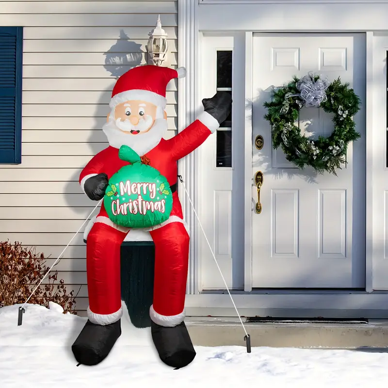 6FT Christmas Inflatables Outdoor Decorations, Climbing Santa Christmas ...