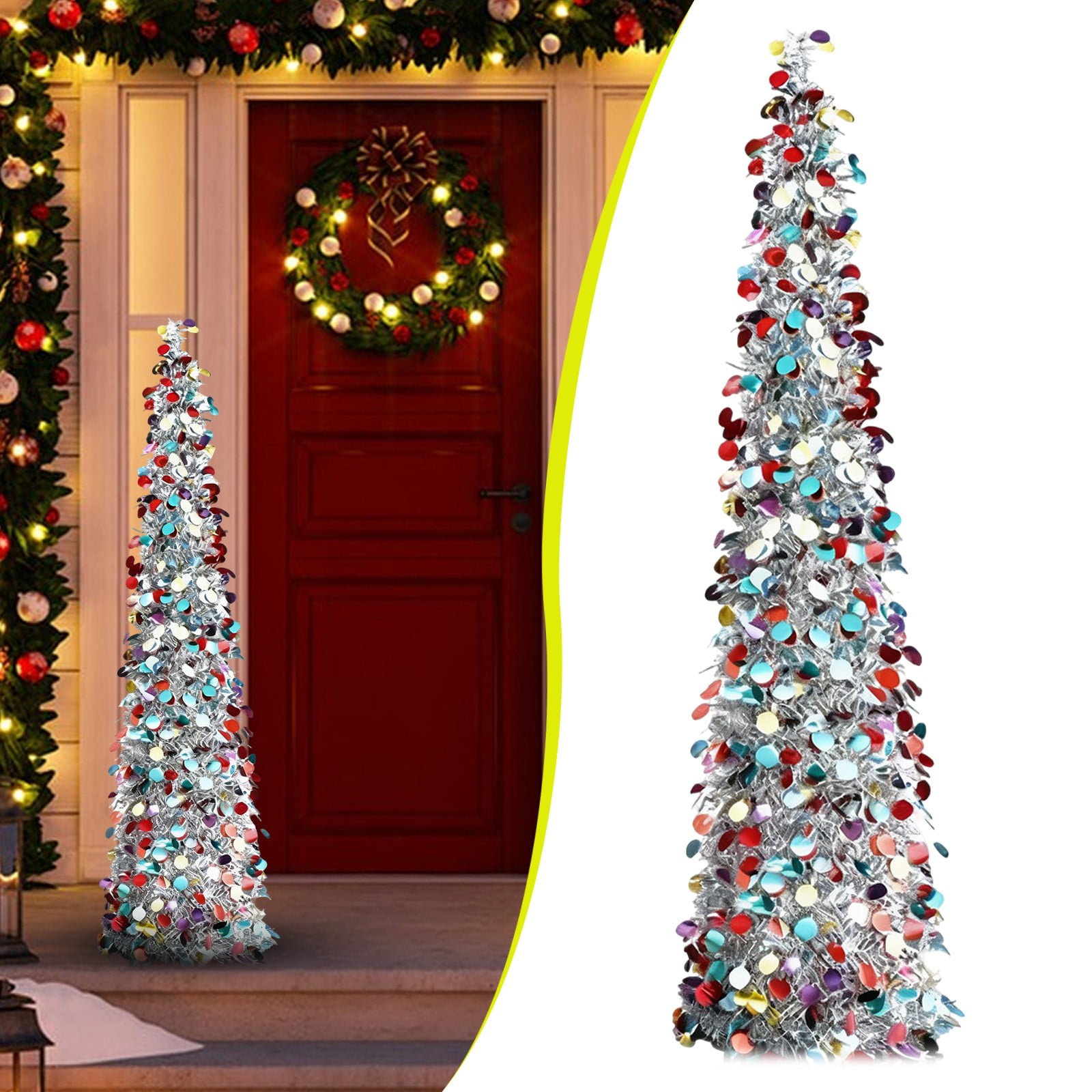 5FT Detachable&Collapsible Christmas Tree, Large Christmas Decorations ...
