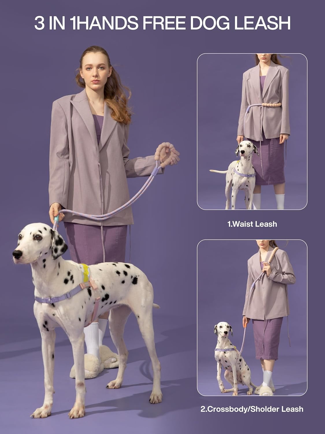 5FT Dog Training Leash, Heavy Duty Nylon Rope Dog Leashes with 360 ...