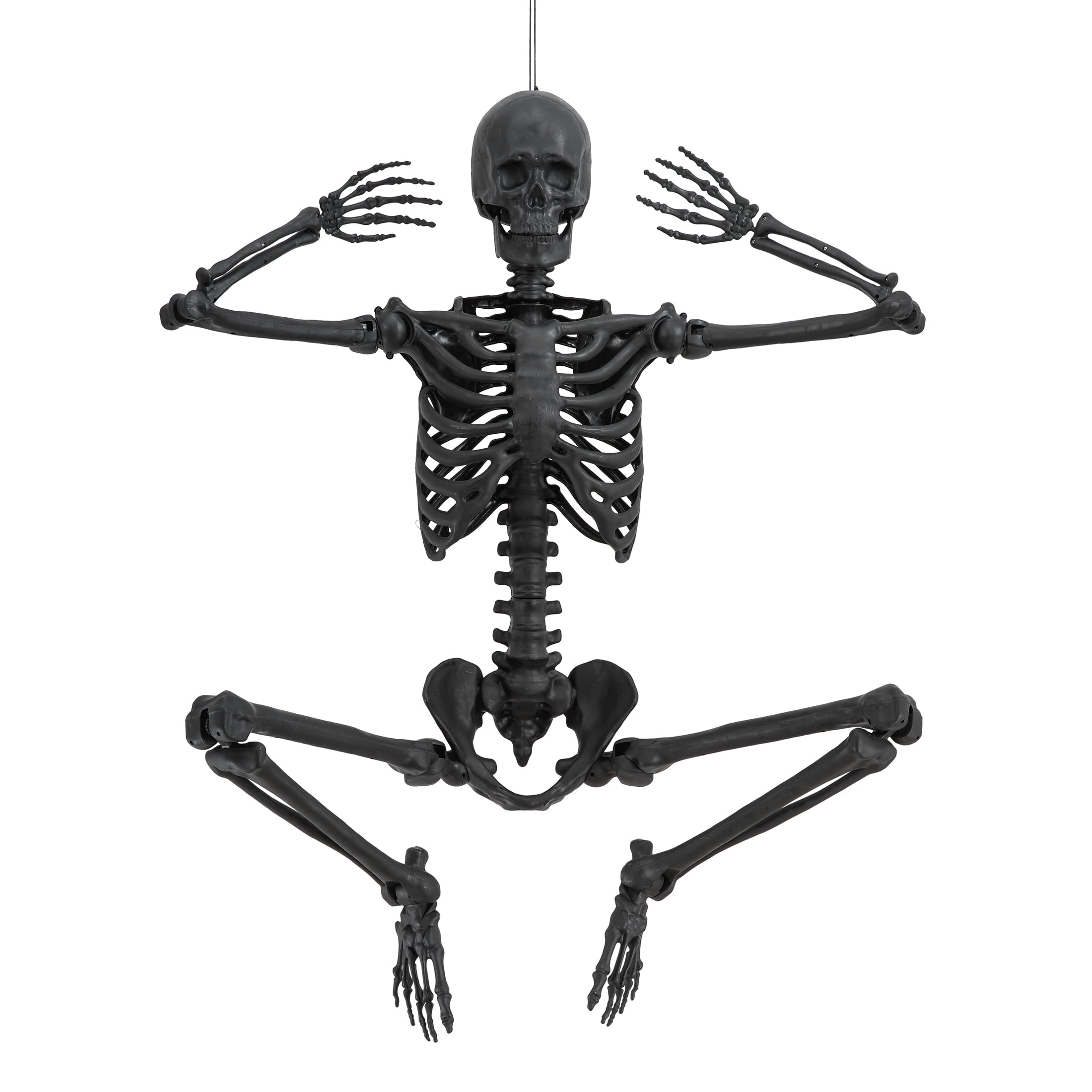 5ft Black Poseable Skeleton Decoration, Halloween Outdoor Decor, by Way ...