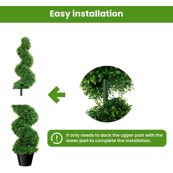 5FT Faux Boxwoods for Outdoor Planters, Artificial Spiral Boxwood ...
