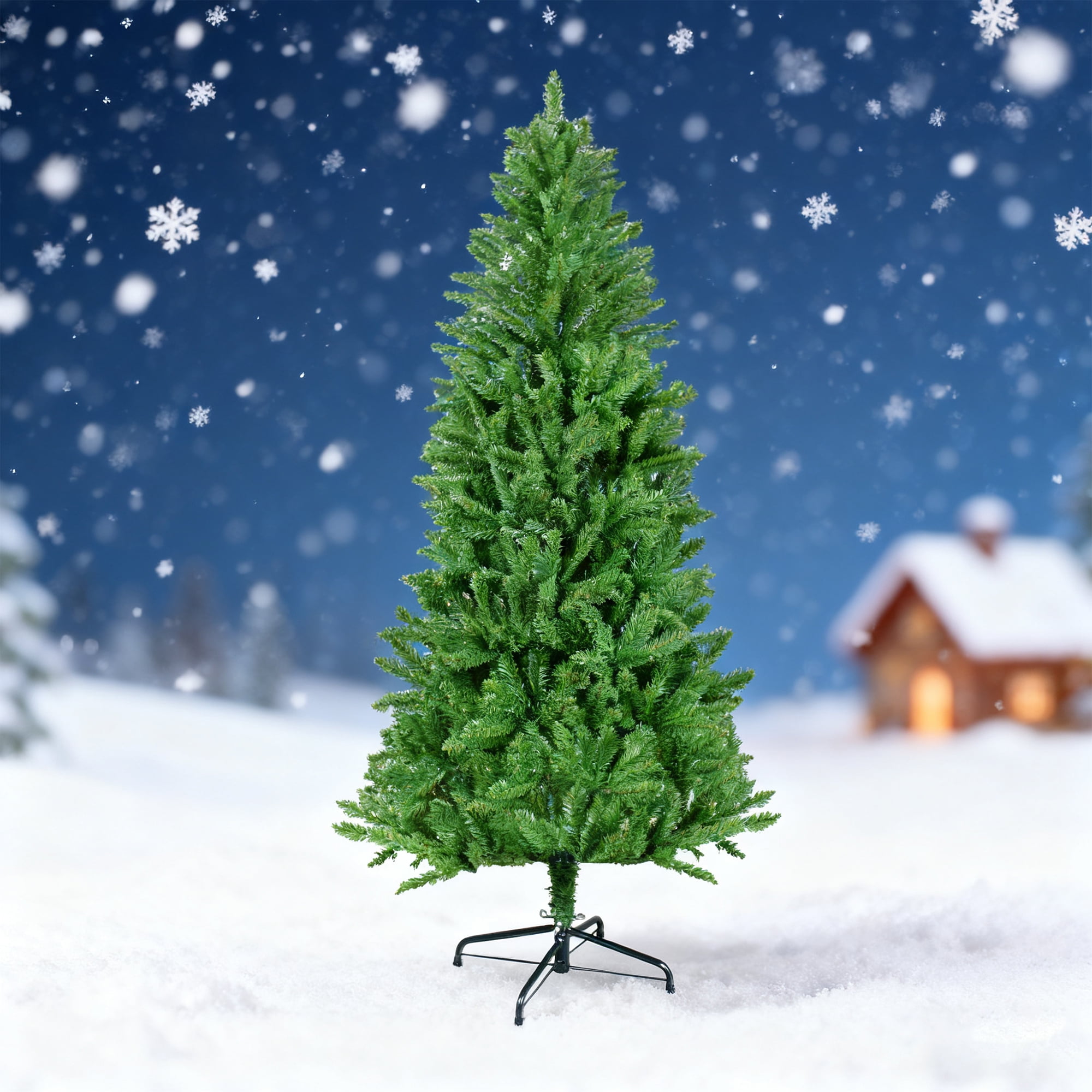5FT Green Slim Pencil Artificial Christmas Tree, Dense PVC Branches ...