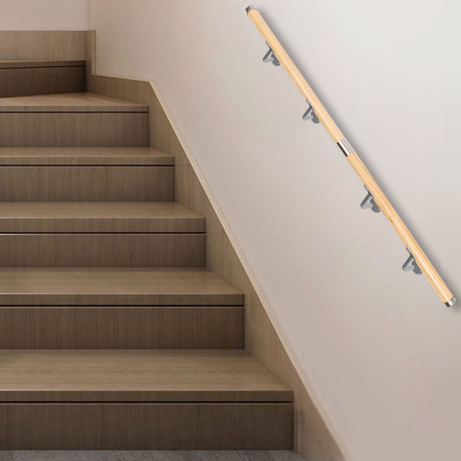 5FT Handrail Solid Wood Stairs Anti-Slip Wall Safety Corridor Rail ...