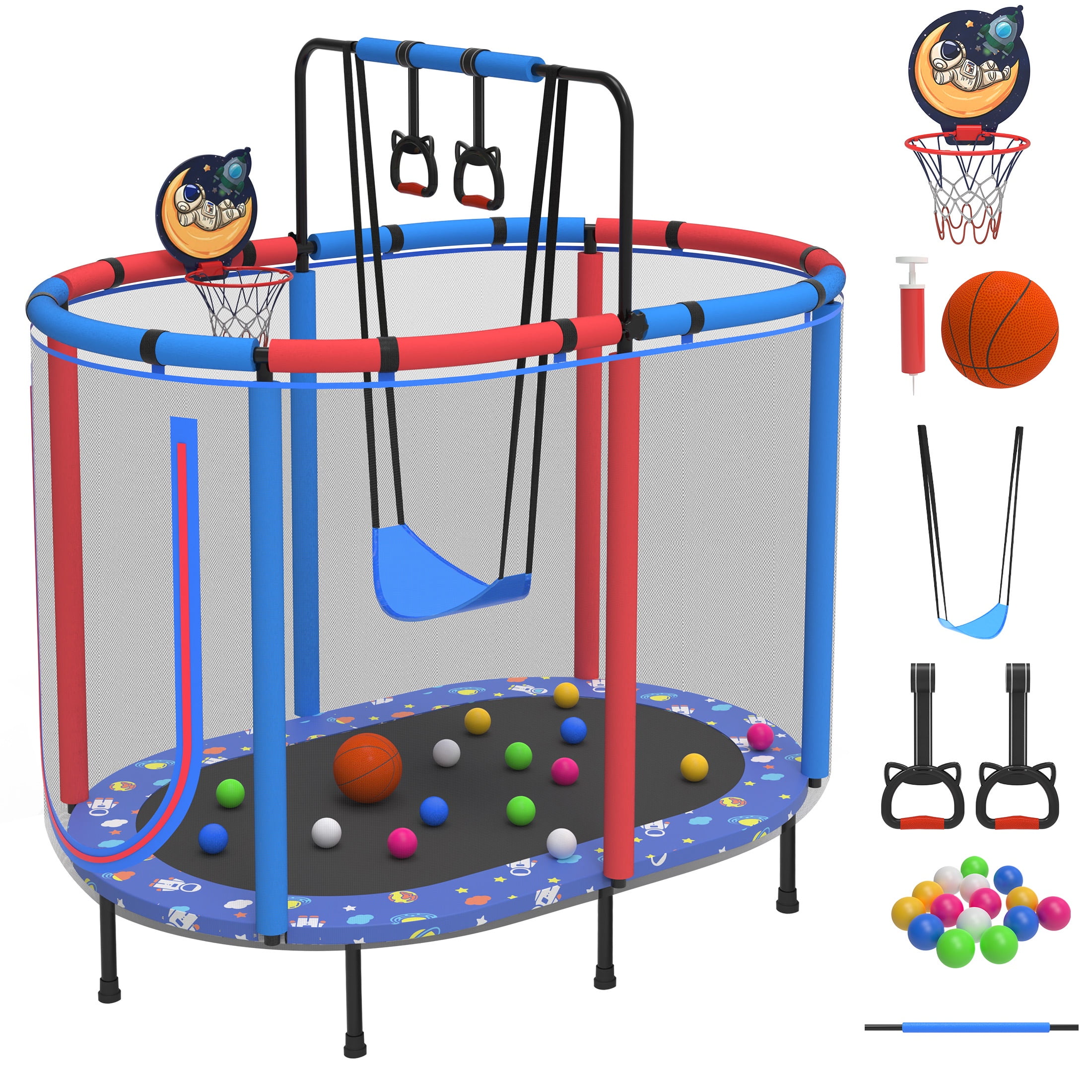5FT Kids Trampoline with Basketball hoop, SEGMART Upgraded Indoor ...
