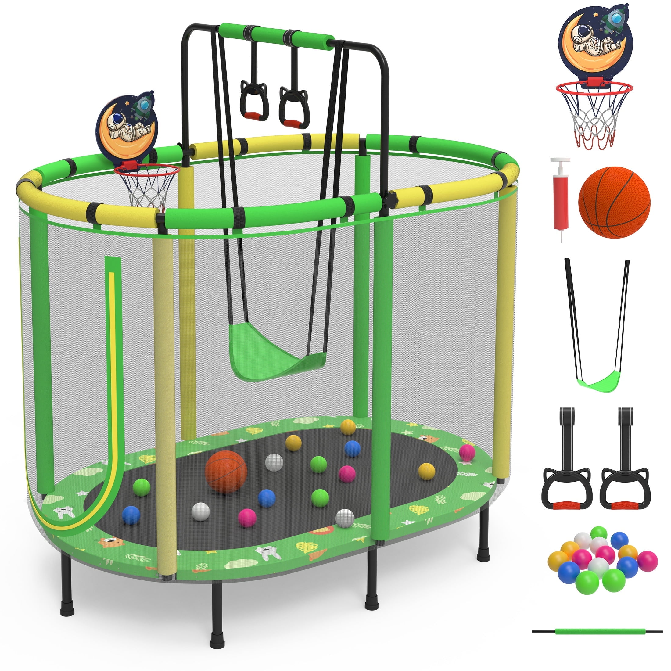 5FT Kids Trampoline with Basketball Hoop, SEGMART Upgraded Indoor ...