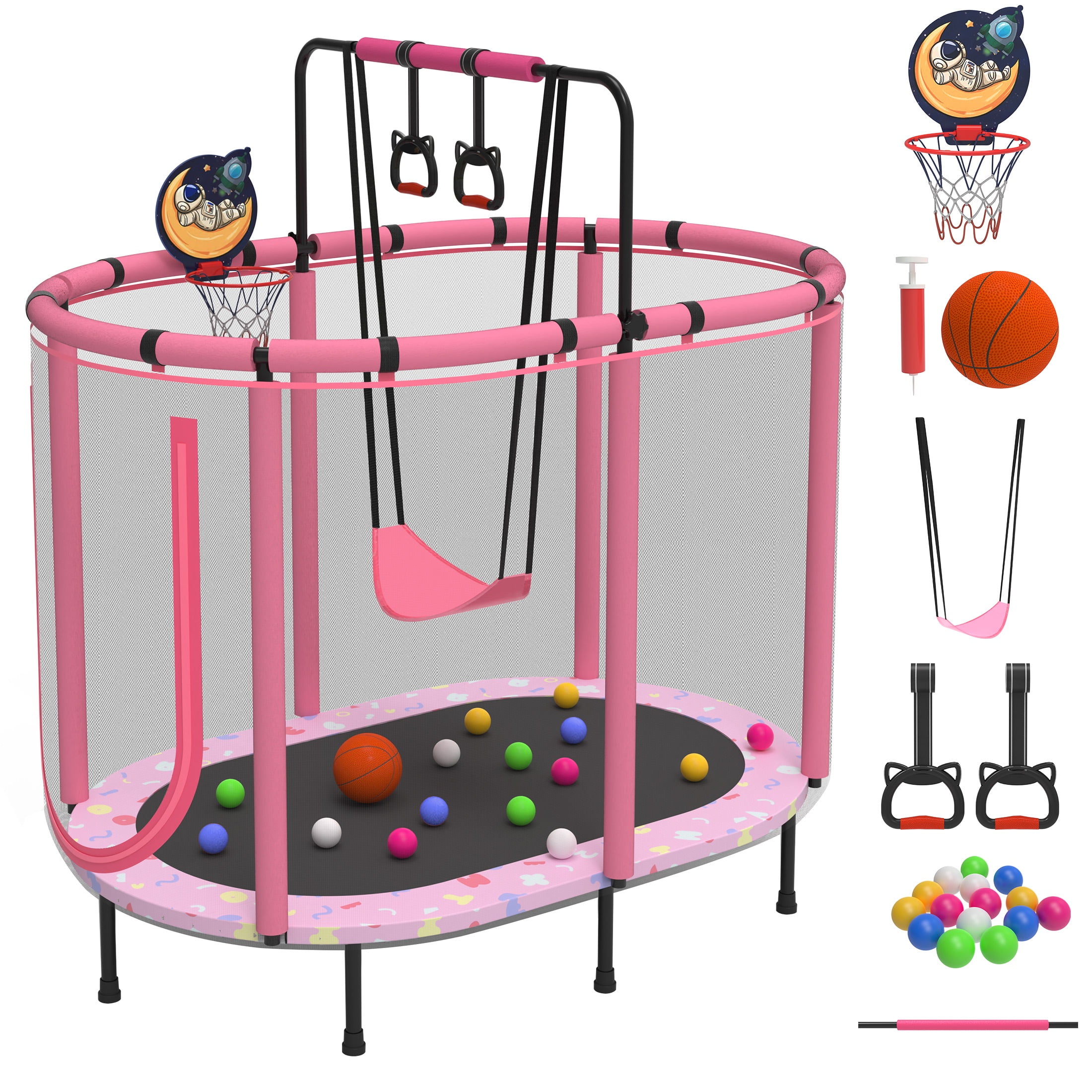 5FT Kids Trampoline with Basketball hoop, SEGMART Upgraded Indoor ...