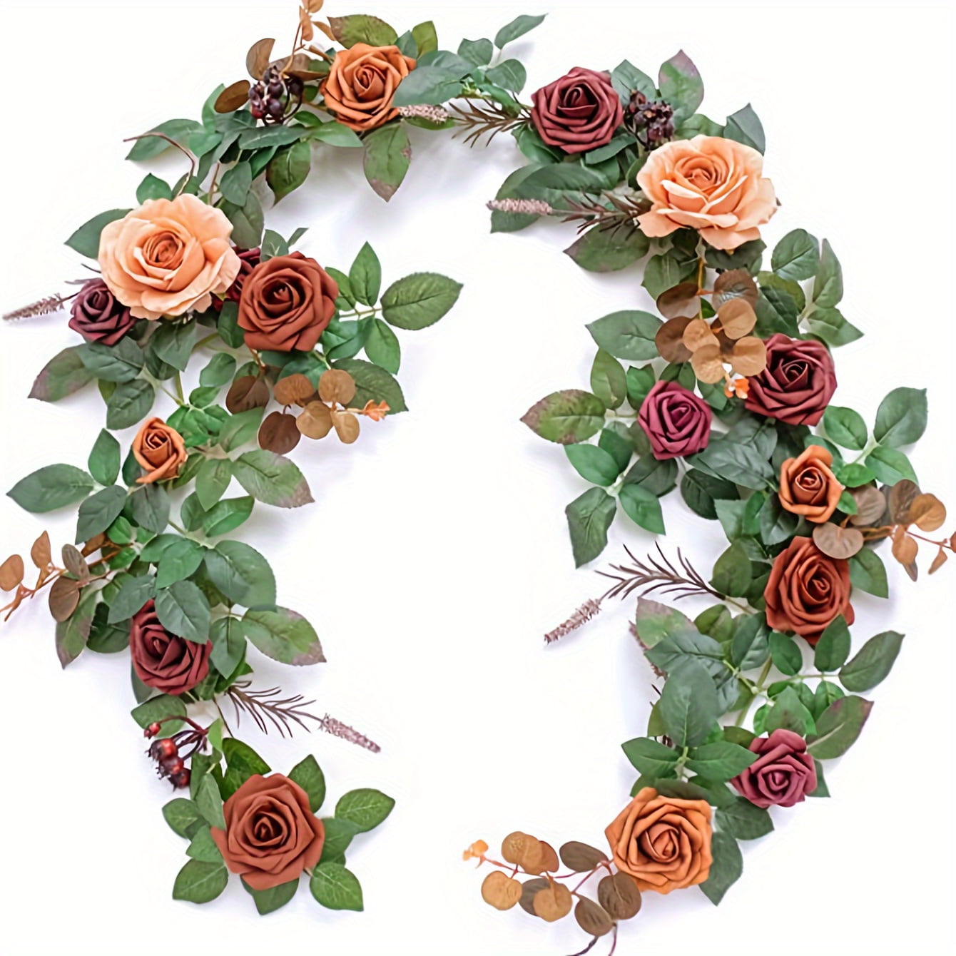 5FT Long Artificial Rose Flower Runner Rustic Flower Garland Floral ...