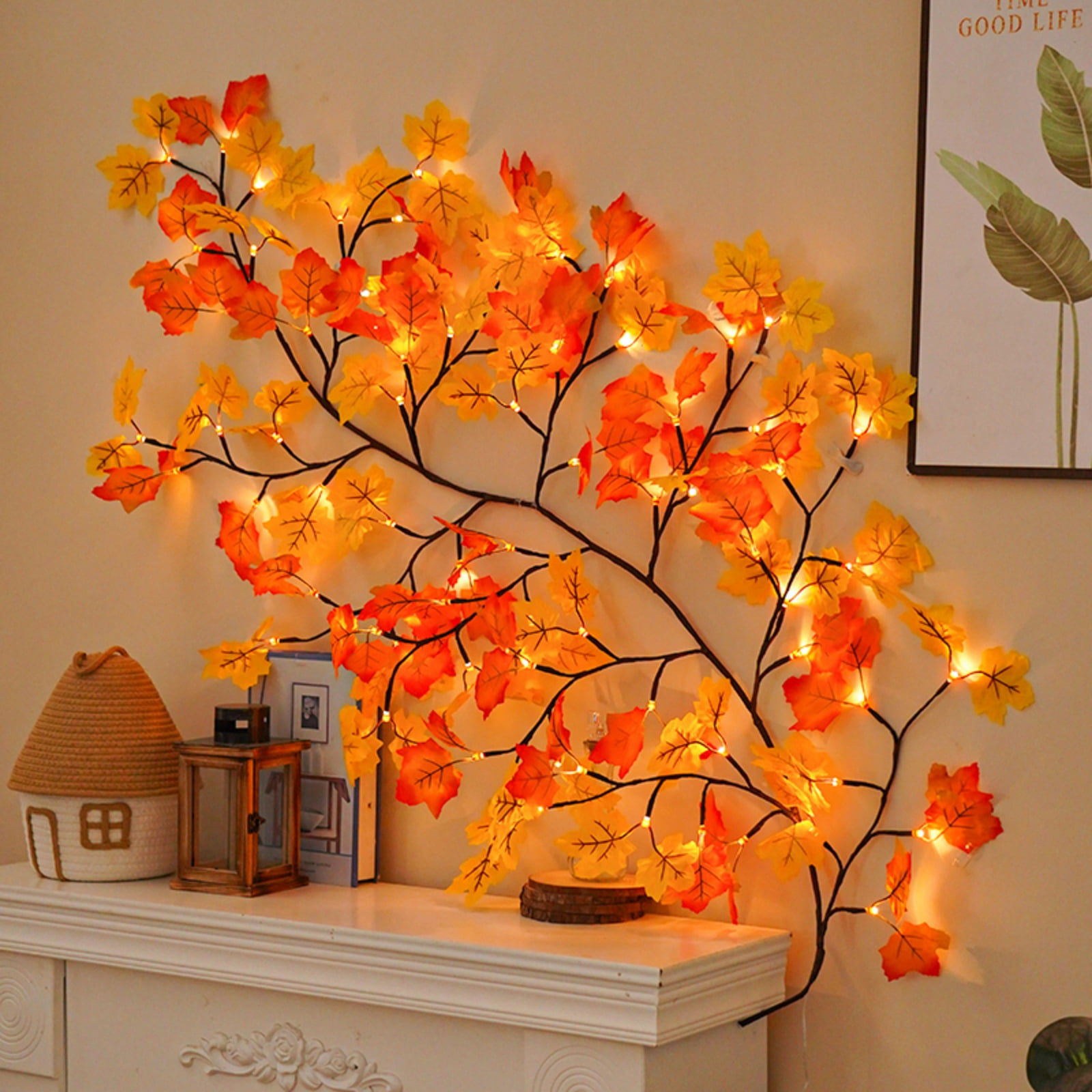 5FT Maple LED Tree Branch Lights for Wall, Maple Willow Vine Twig Decor ...