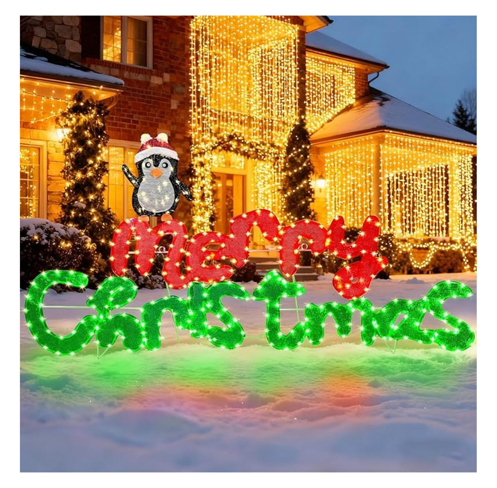 5FT Merry Christmas Lighted Sign Outdoor, Prelit Extra Large Merry ...