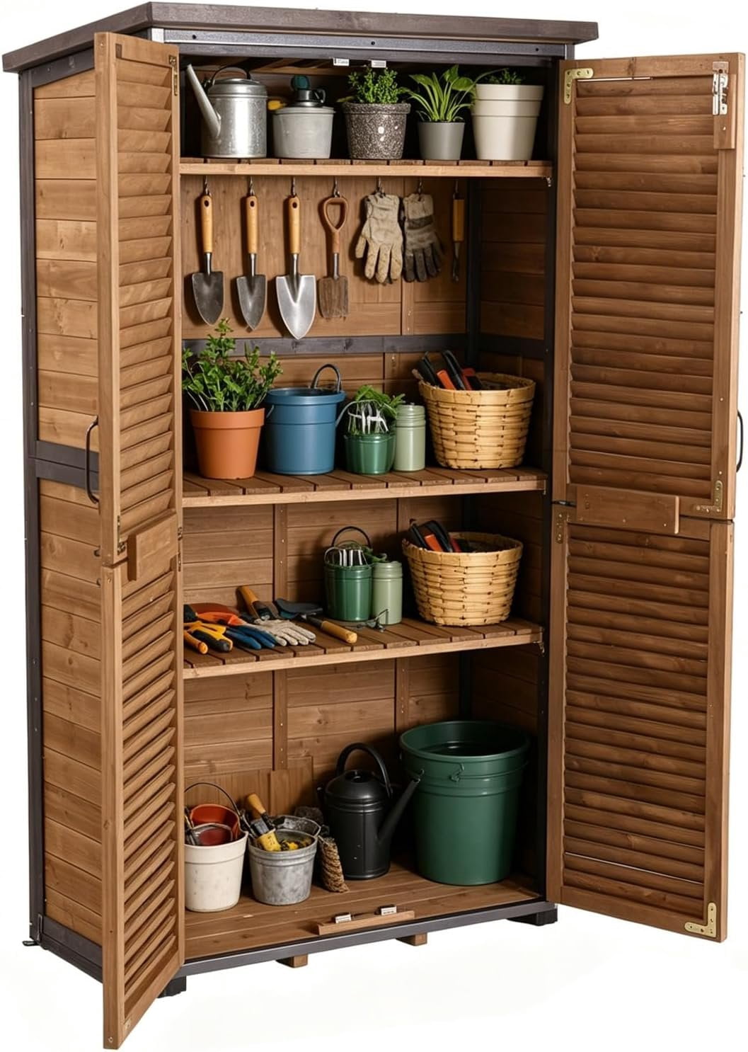 5FT Outdoor Storage Shed with 3-Level Adjustable Shelves - Durable ...