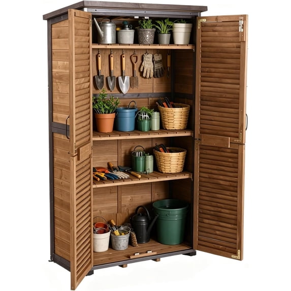 5FT Outdoor Storage Shed with 3-Level Adjustable Shelves - Durable ...