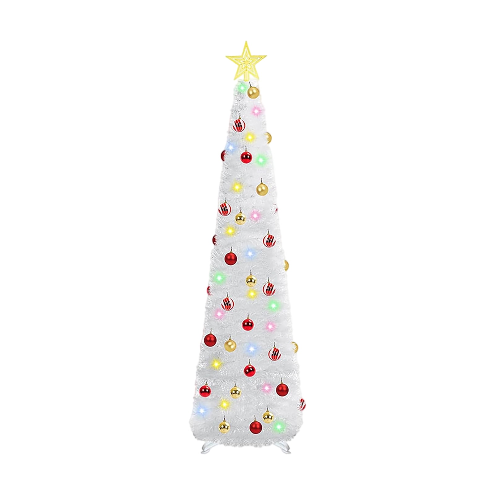 5FT Pop Up Christmas Tree with Balls, Collapsible Tinsel Tree ...