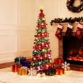 5FT Pop Up Christmas Tree with Lights, Artificial Pencil Slim Christmas ...
