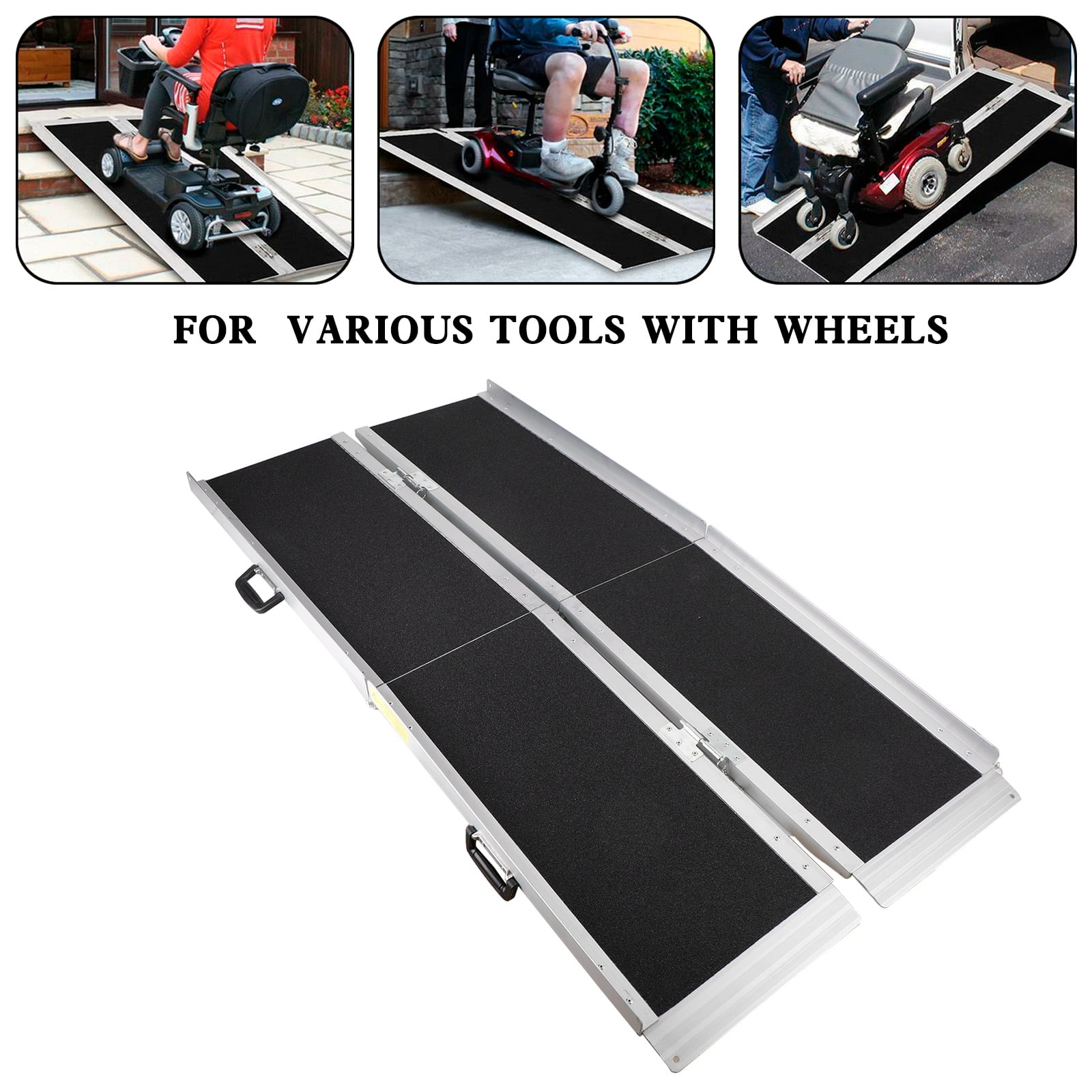 5FT Portable Wheelchair Ramp Non Skid Aluminum Foldable Mobility ...