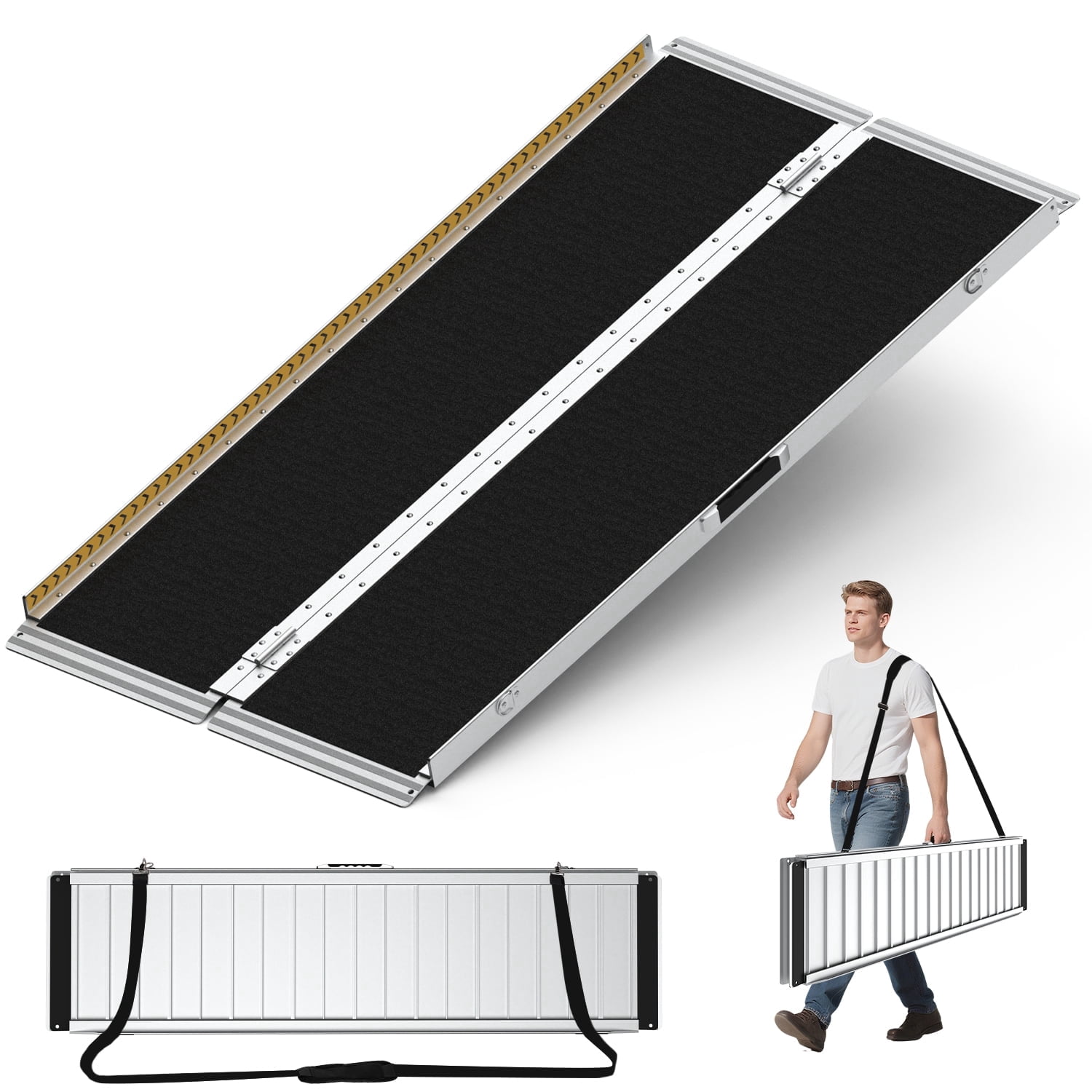 5FT Portable Wheelchair Ramp, Non-Skid Aluminum Ramps for wheelchairs ...