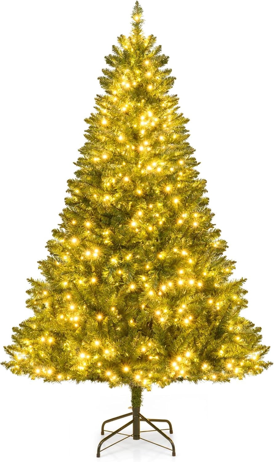 5FT Pre-Lit Artificial Christmas Tree, Hinged Spruce Xmas Full Tree ...