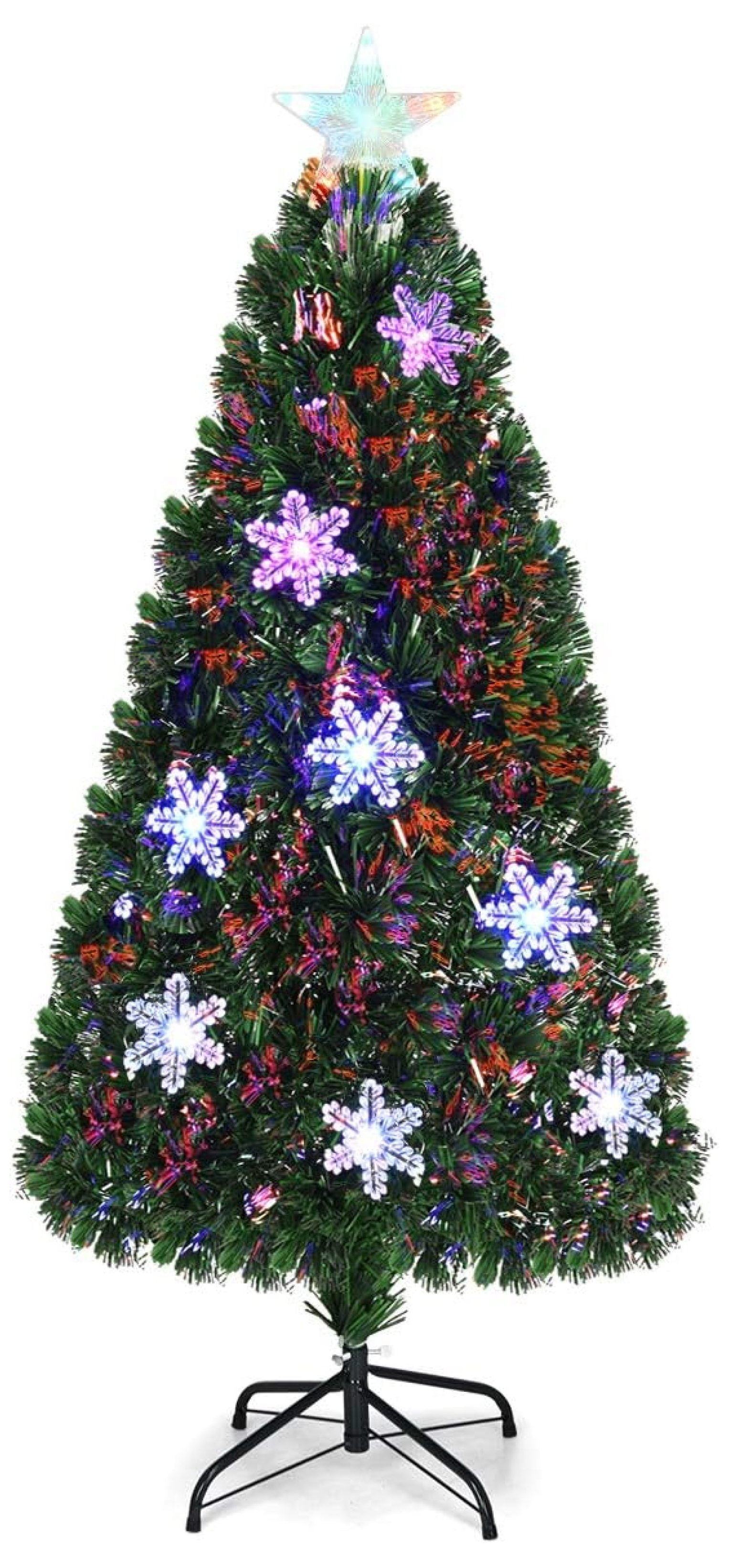 5FT Pre-Lit Optical Fiber Christmas Artificial Tree with Multicolor LED ...