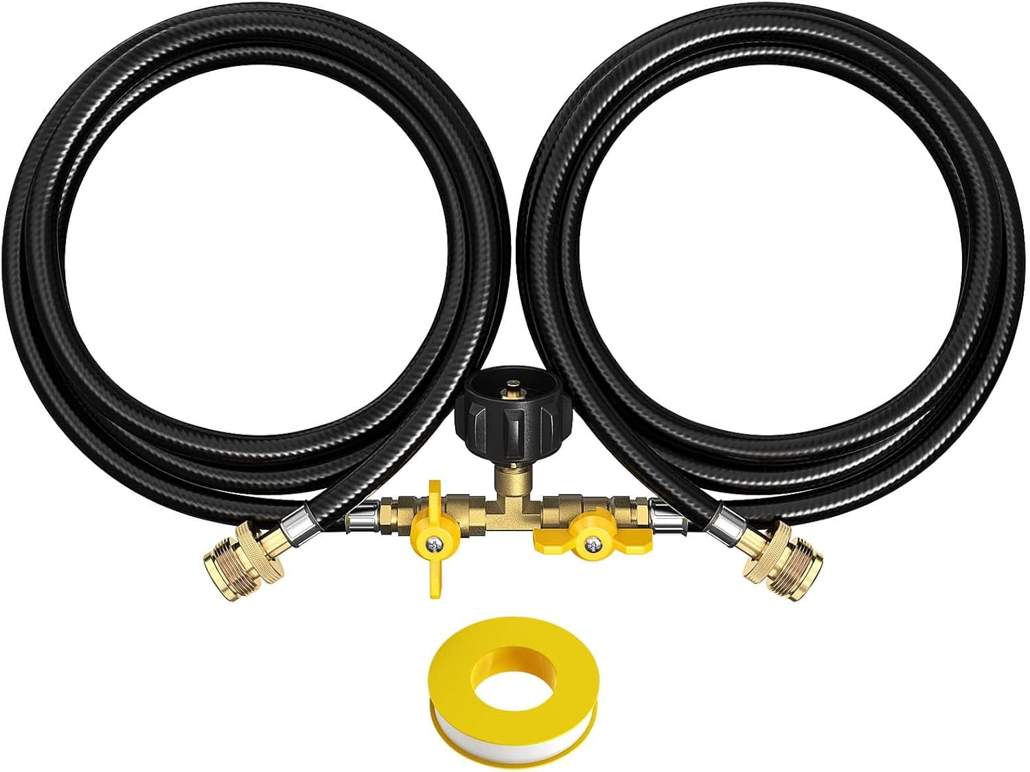5FT Propane Splitter Hose 2 Way with Shut Off Valve,Converter fit for ...