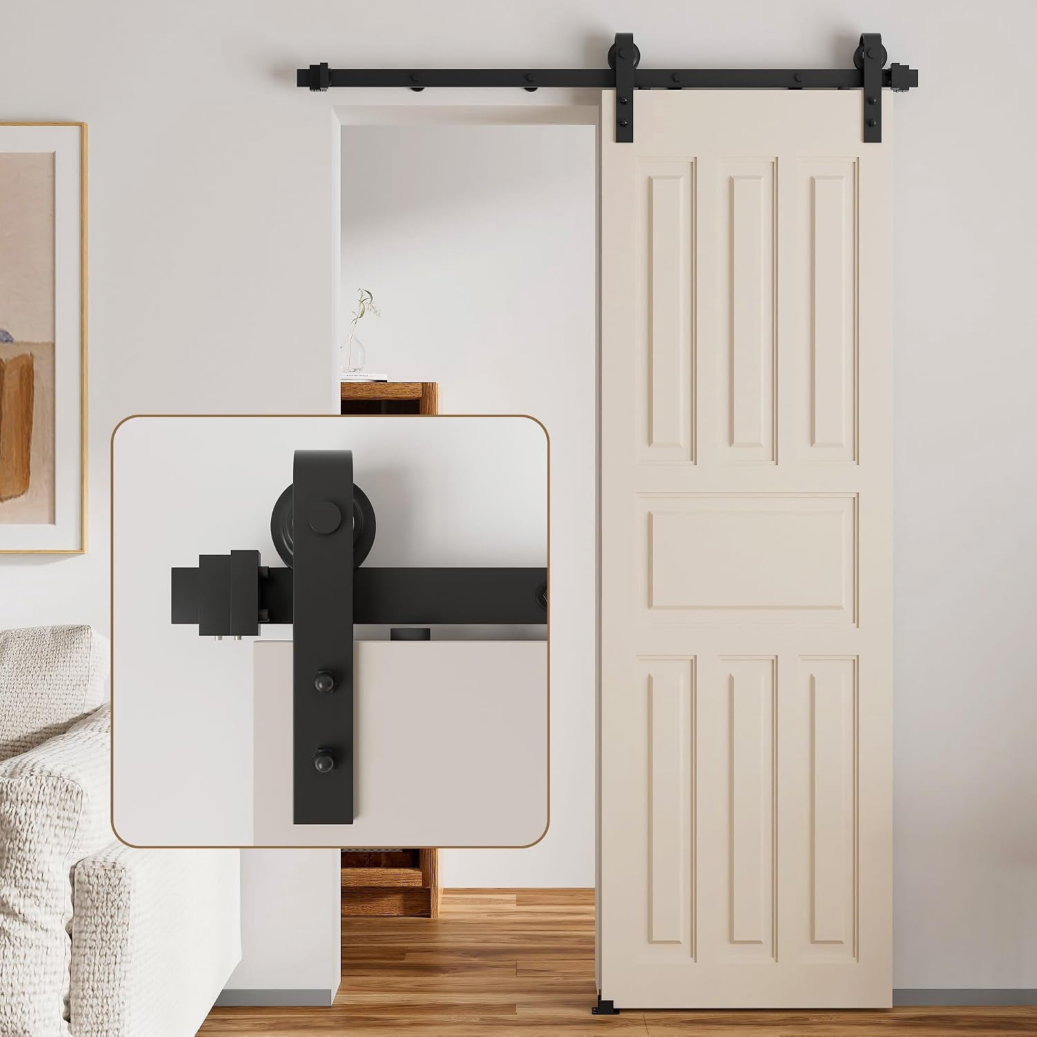 5FT Sliding Barn Door Hardware Kit, Heavy Duty Track for 26-30
