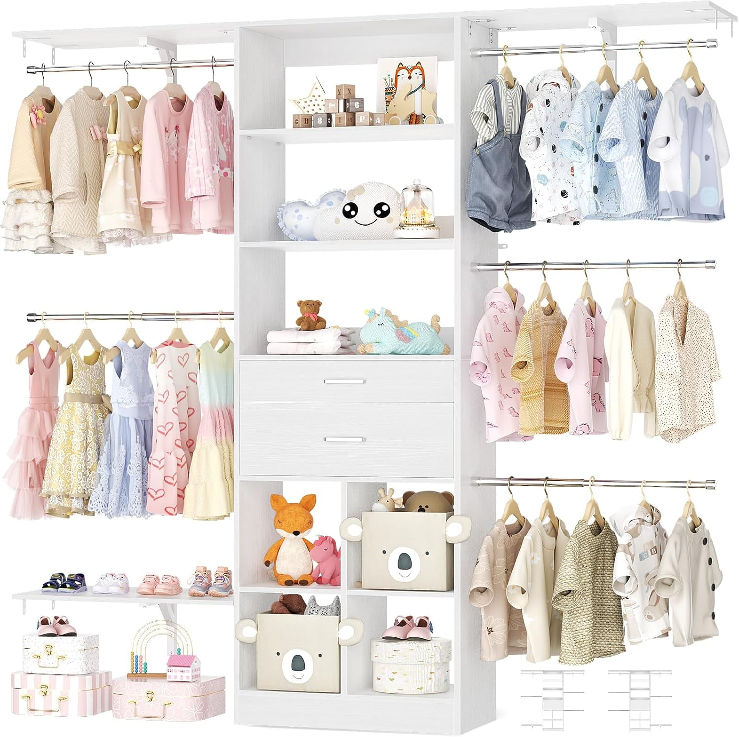 5FT Small Closet System, Baby Closet Organizer System with Wooden ...
