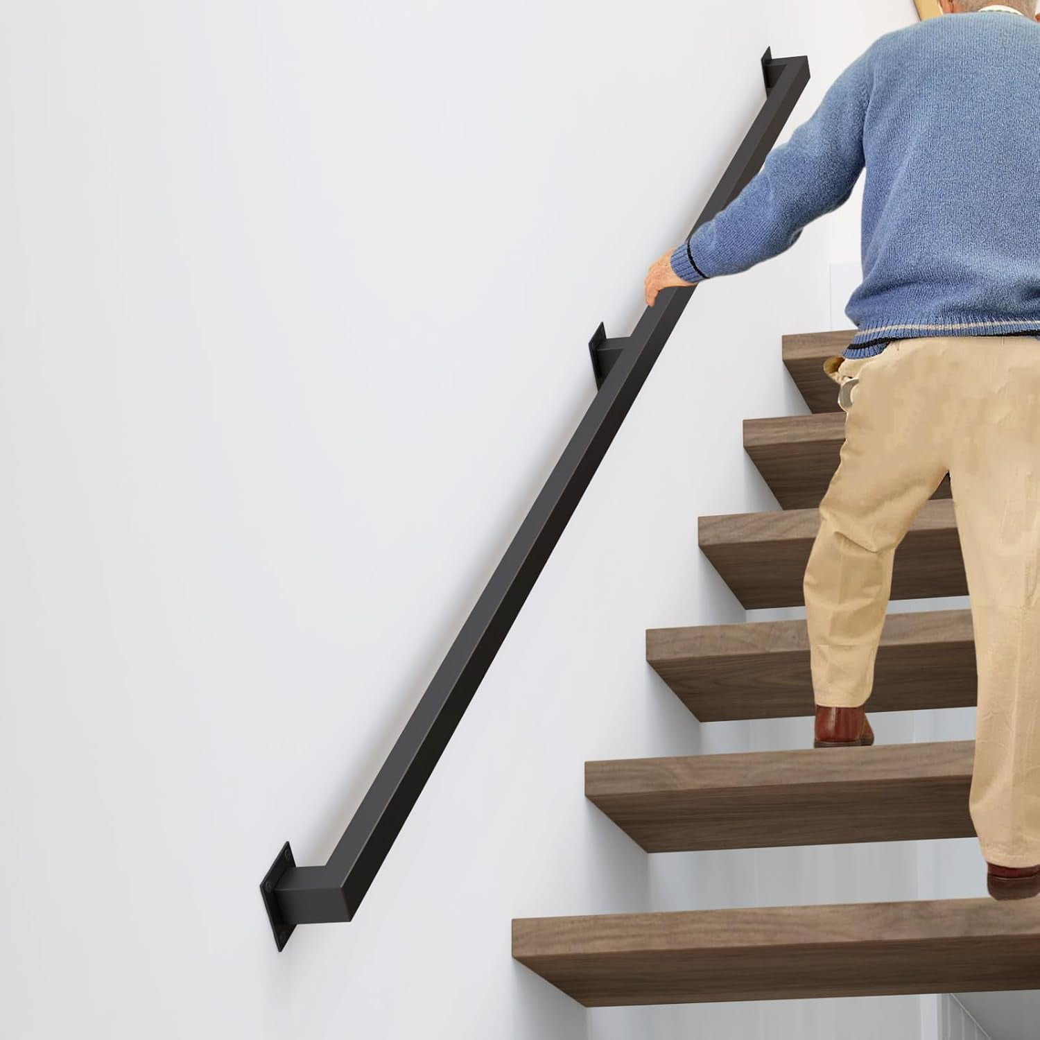 5FT Stair Railings Indoor, Black Iron Railings for Stairs, Industrial ...