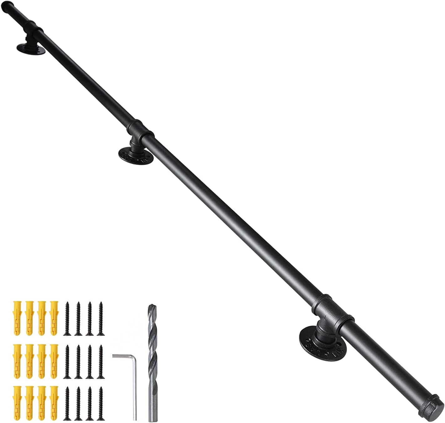 5FT Staircase Handrail Wall Mount Handrail for Indoor Stair, Industrial ...