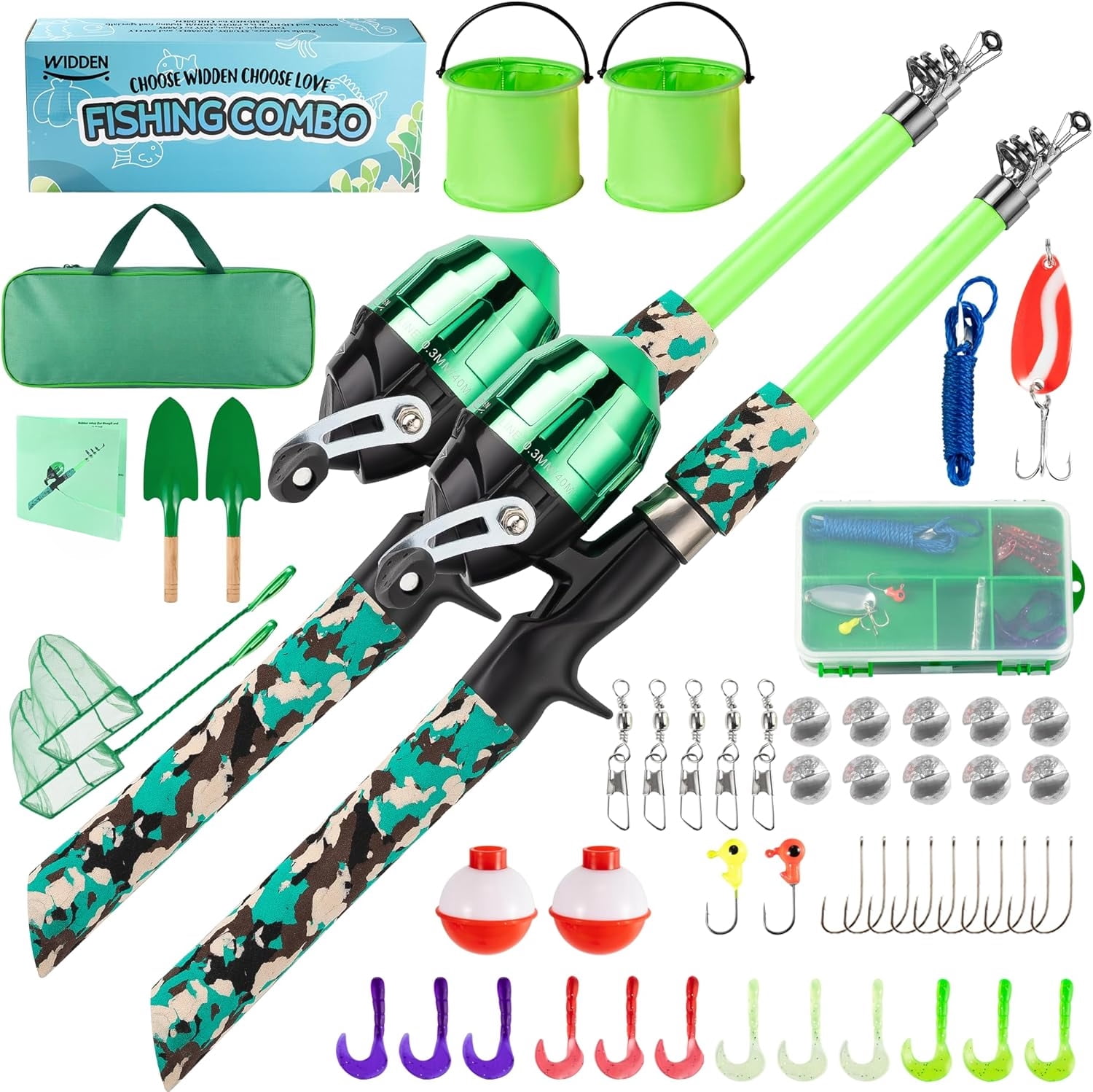 5FT Telescopic Kids Fishing Rod Combo, Full Accessories Kit with Tackle ...