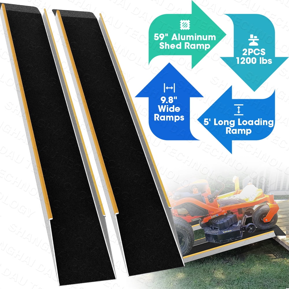 5FT Titan Ramps Shed Ramp Aluminum Loading Ramp 1200 Lbs 2 PCS for Pick ...