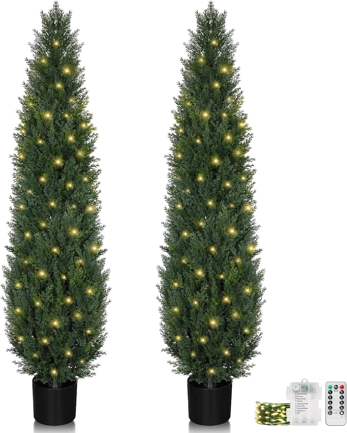 5FT Topiary Trees Artificial Outdoors 2 Pack, Two 5 Foot UV Resistant ...