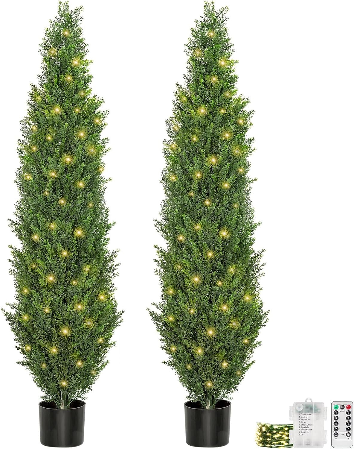 5FT Topiary Trees Artificial Outdoors 2 Pack, Two 5 Foot UV Resistant ...