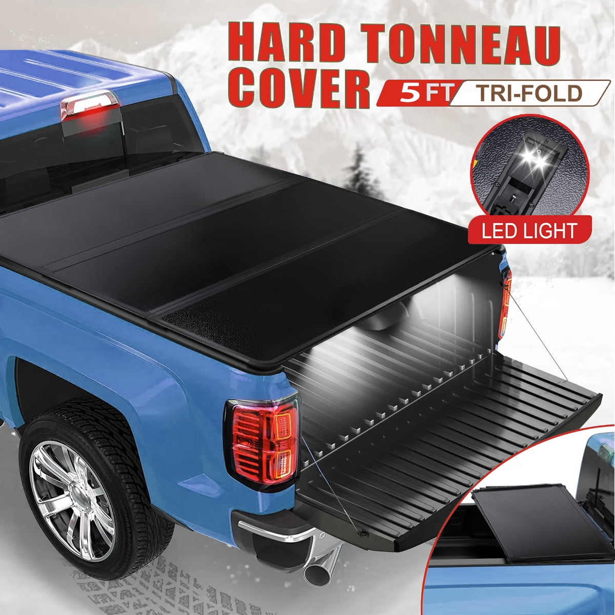 5FT Tri-Fold Hard Tonneau Cover For 2005-21 2022 2023 Nissan Frontier ...