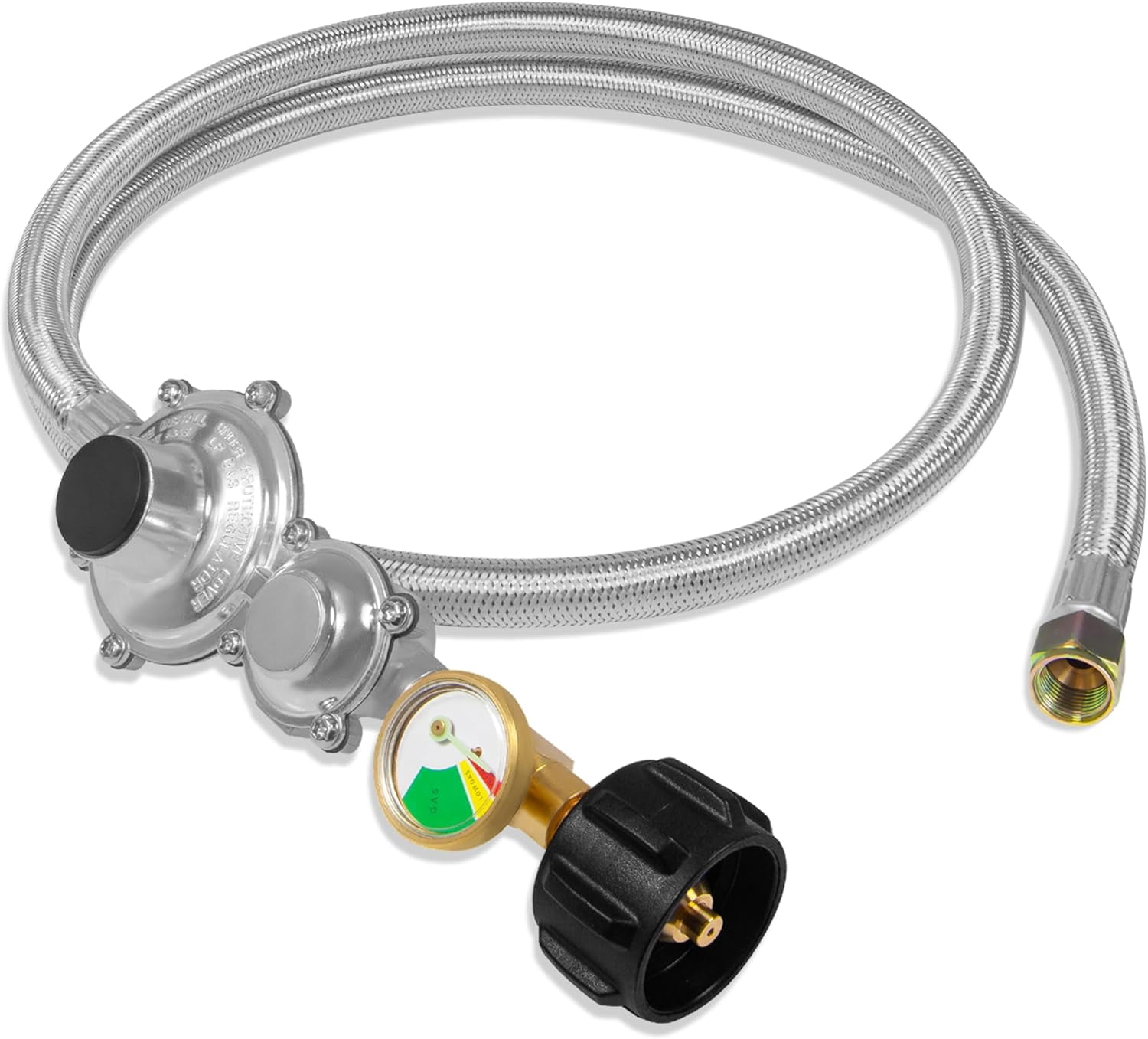 5FT Two Stage Propane Regulator Hose - Stainless Steel Braided LP Gas ...