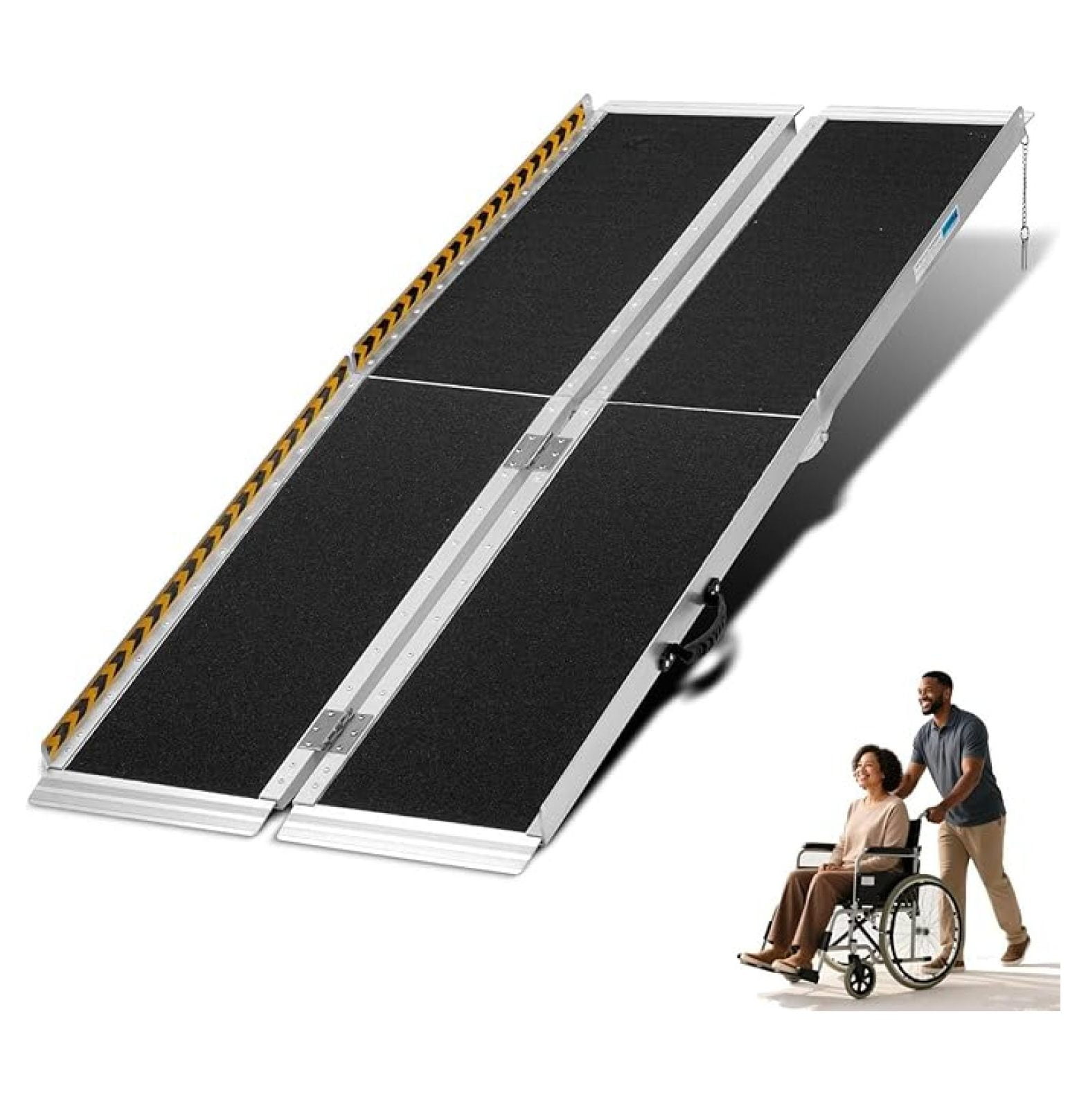 5FT Wheelchair Ramp, Anti-Slip Aluminum Folding Portable Handicap ...